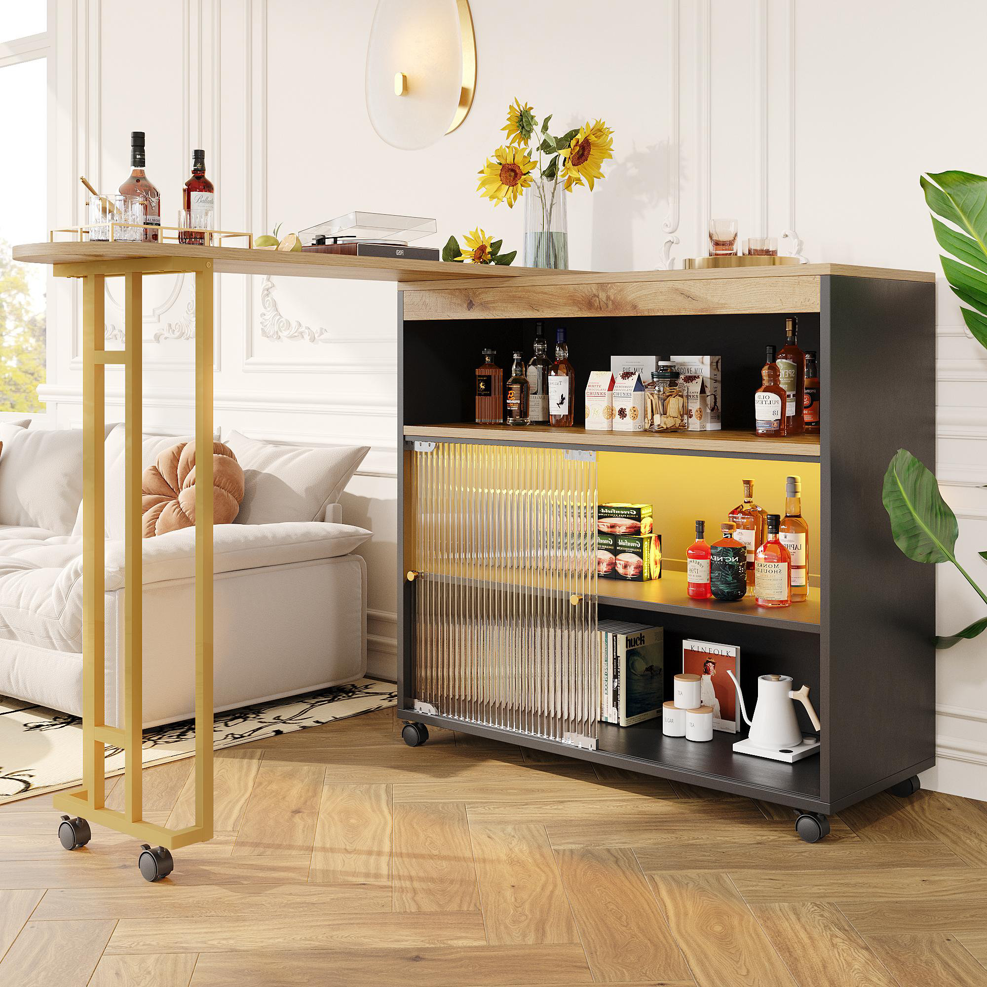 Fairmont Park 360° Rotating Bar Table With Glass Doors And Led ...