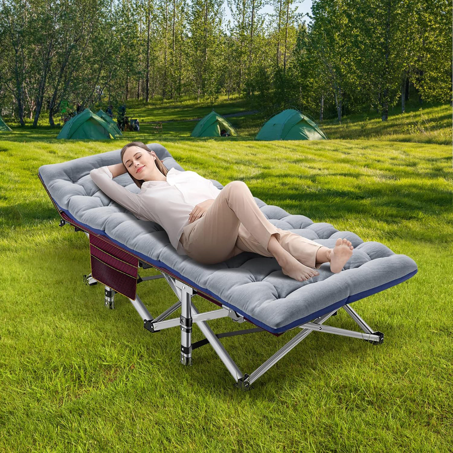 Arlmont & Co. Heavy-Duty Folding Camping Cot For Adults, Portable ...