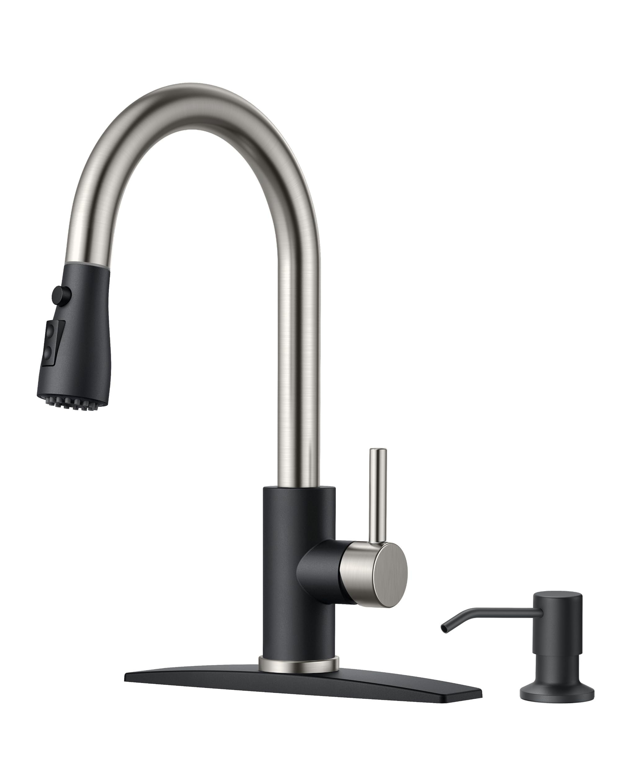 Fish hunter Kitchen Faucets With Soap Dispenser And Pull Down Sprayer ...
