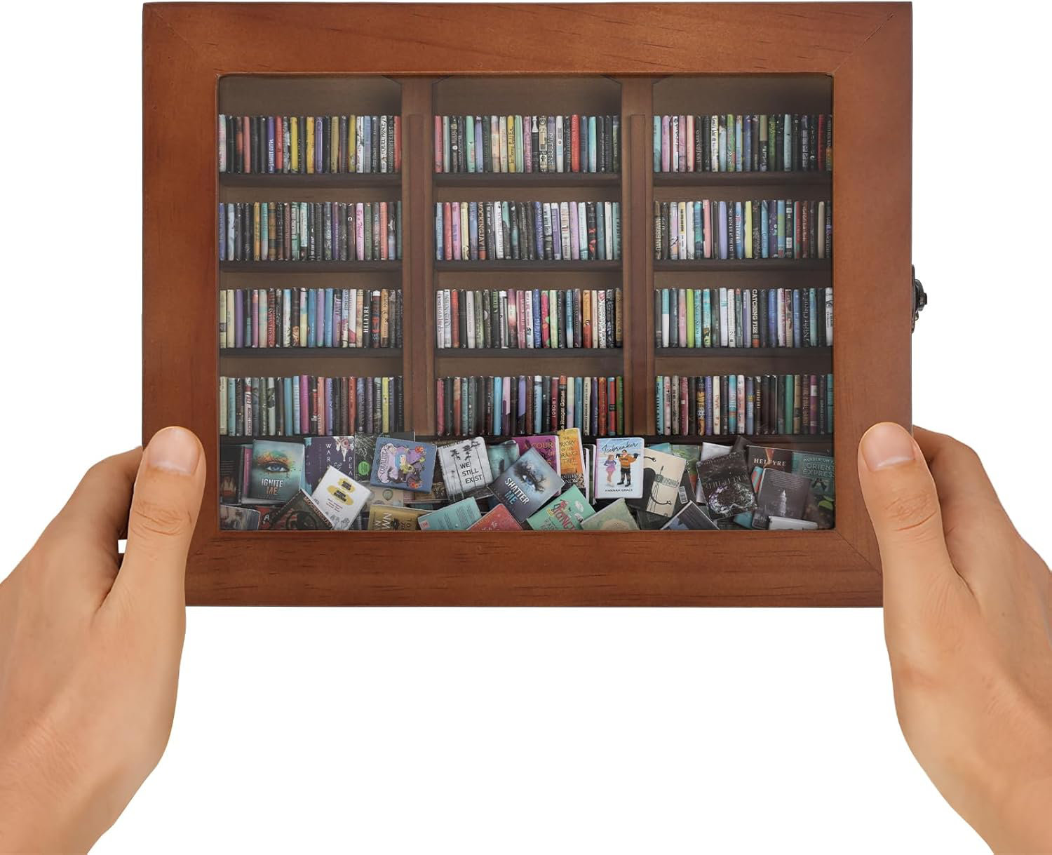 Latitude Run® Miniature Bookshelf Decor With 300PCS Mini Books,Brown ...