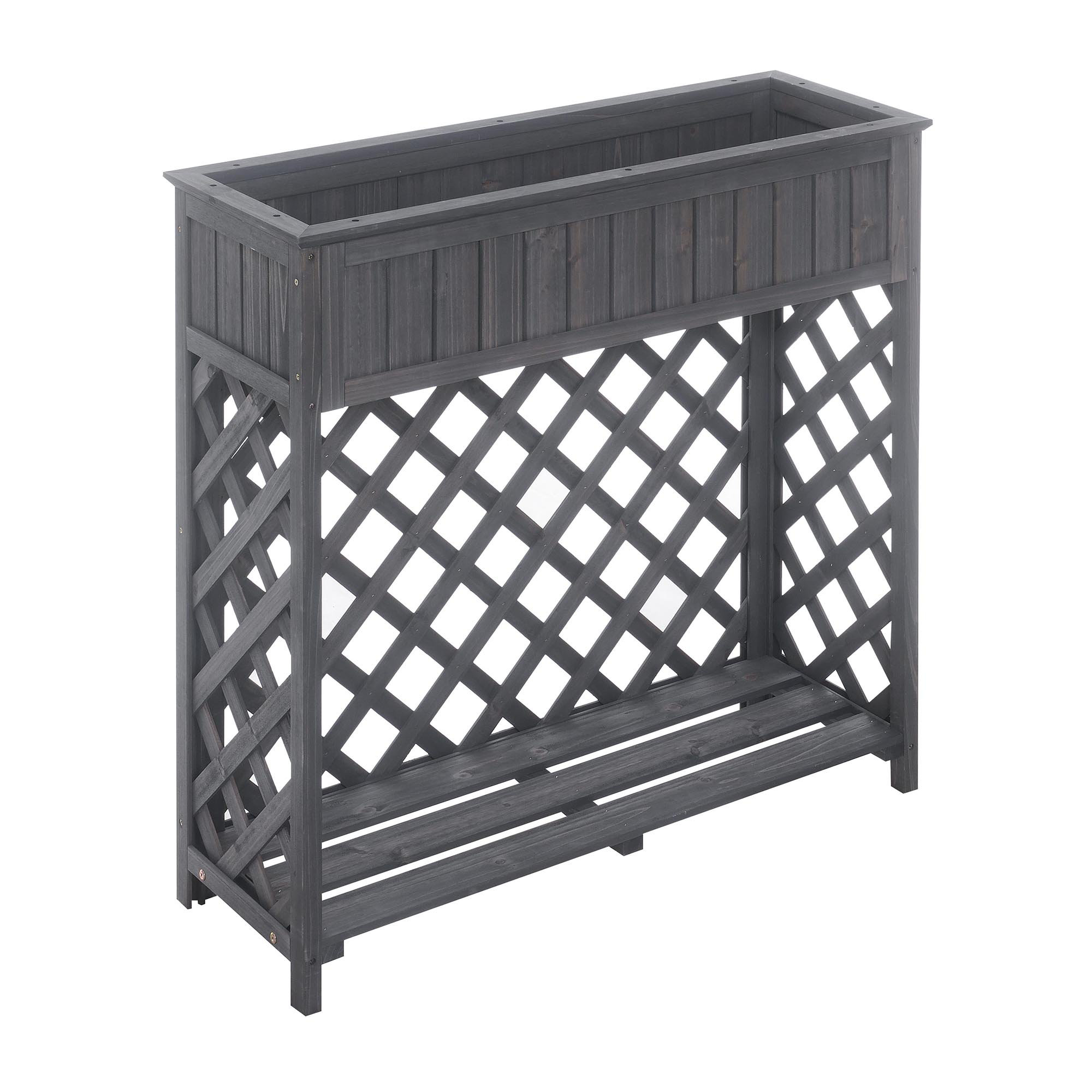 Arlmont & Co. Planters & Potts Raised Patio Planter with Shelf ...