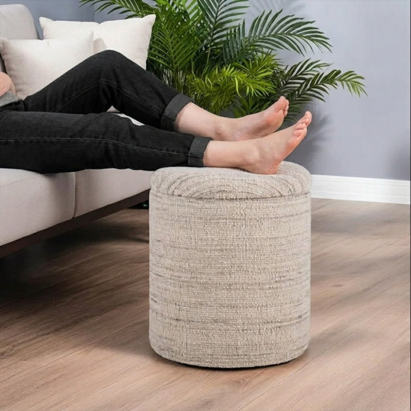 Lark Manor Neutral Pattern Upholstered Ottoman Footstool With Storage ...