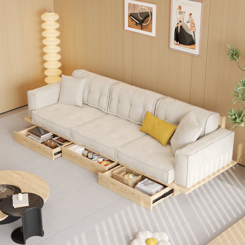 Hokku Designs Navdar 88.6'' Upholstered Sectional Sofa with Storage ...