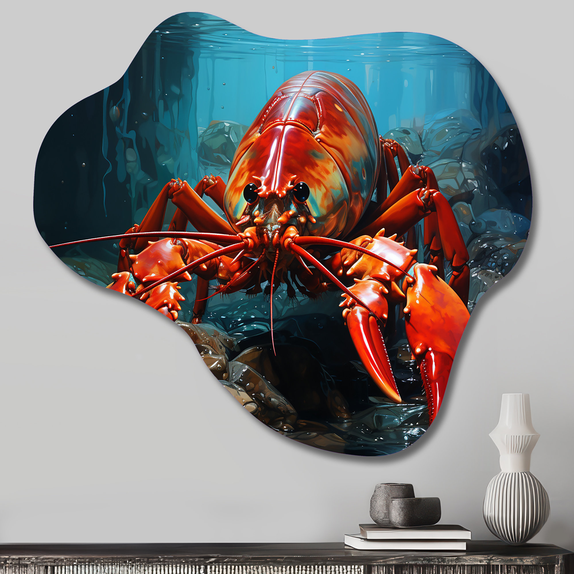 Breakwater Bay Red Lobster Under Water - Lobster Cloud Shape Metal Wall ...