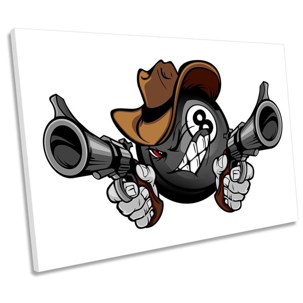 Happy Larry Pool Eight Ball Guns Cowboy Framed CANVAS PRINT Wall Art ...