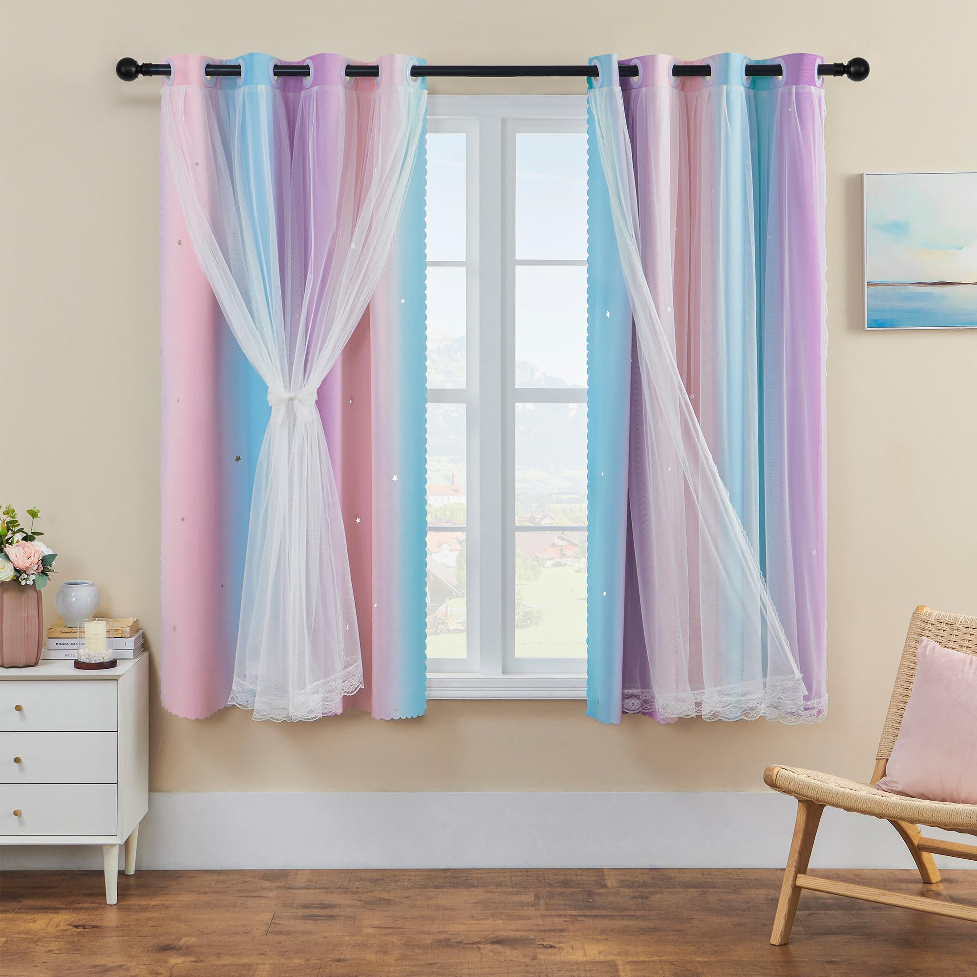 Isabelle & Max™ Rainbow Curtains for Kids & Girl Room - Blackout, 52x72 ...