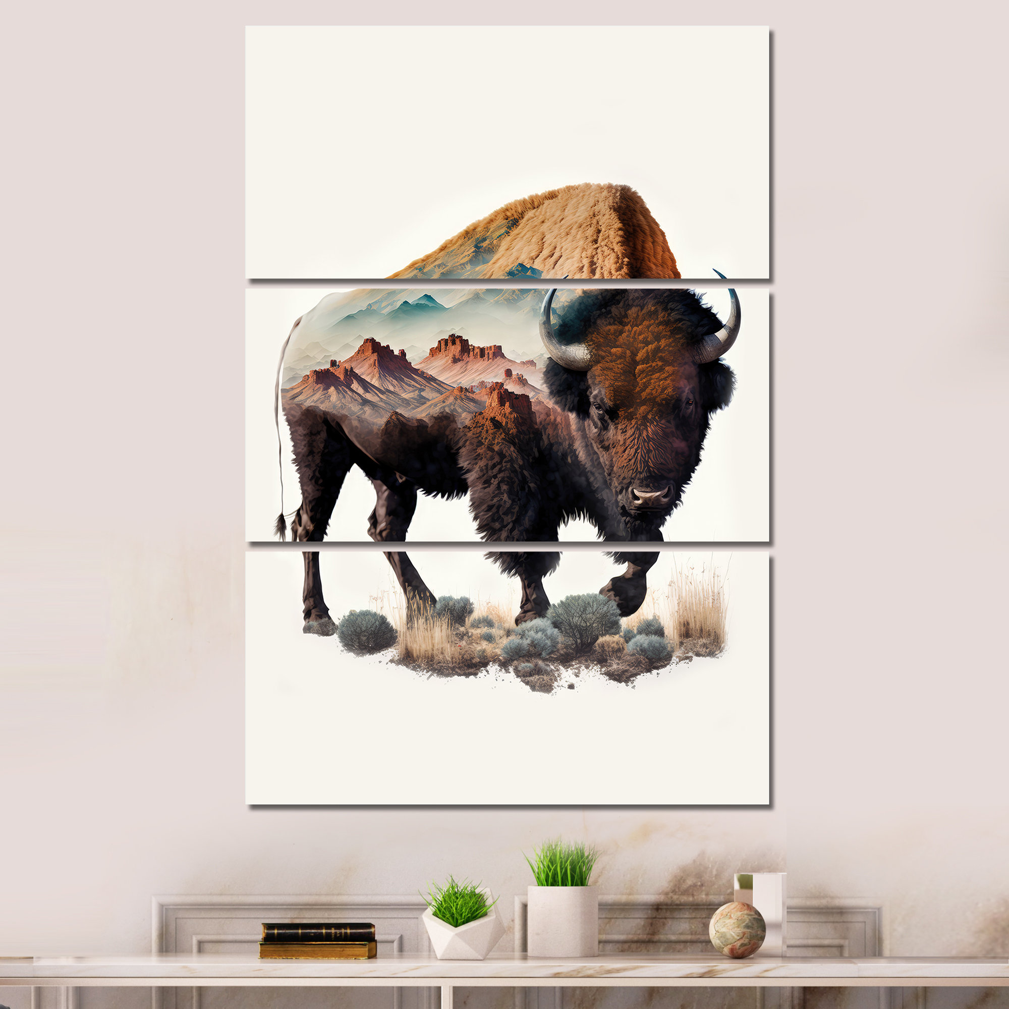 Foundry Select Double Exposure Of A Bison With Nevada Landscape I ...