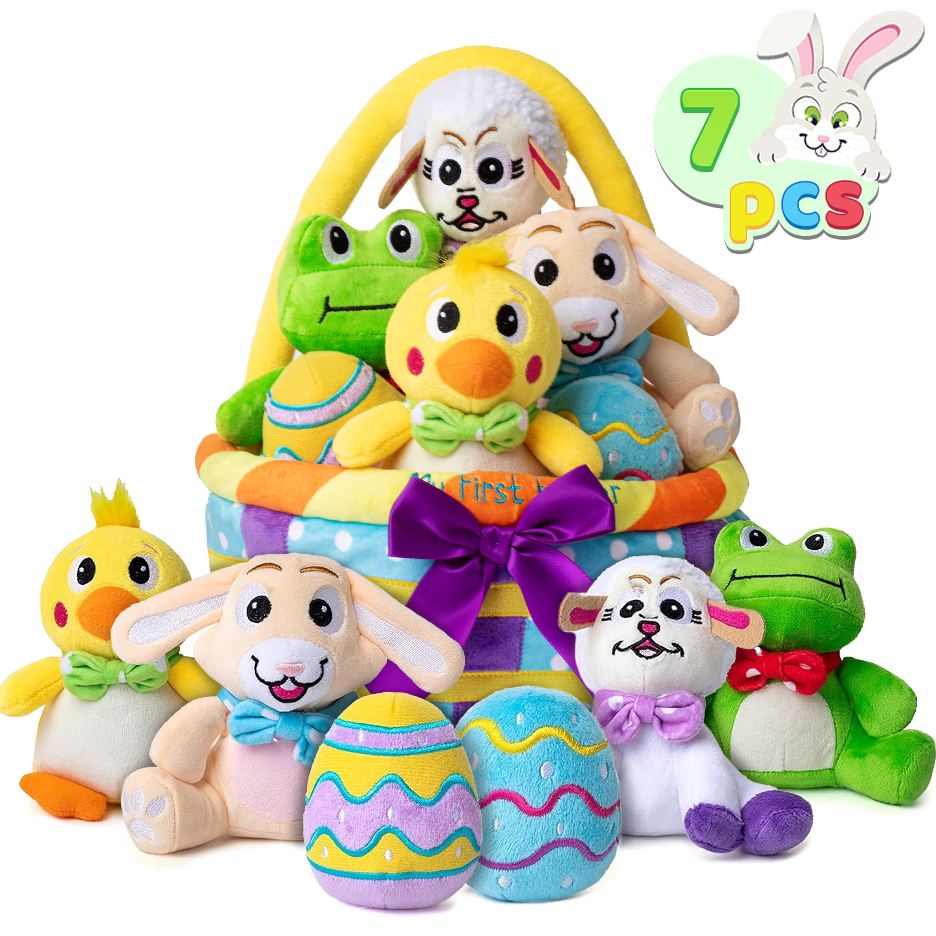 The Holiday Aisle® 7pcs My First Easter Basket Stuffed Animal Plush ...