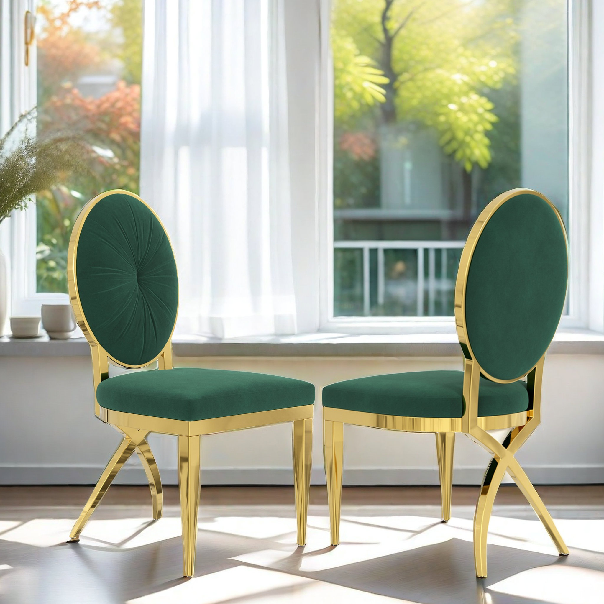 Everly Quinn Green Velvet Dining Chairs Set Of 2 - Wayfair Canada