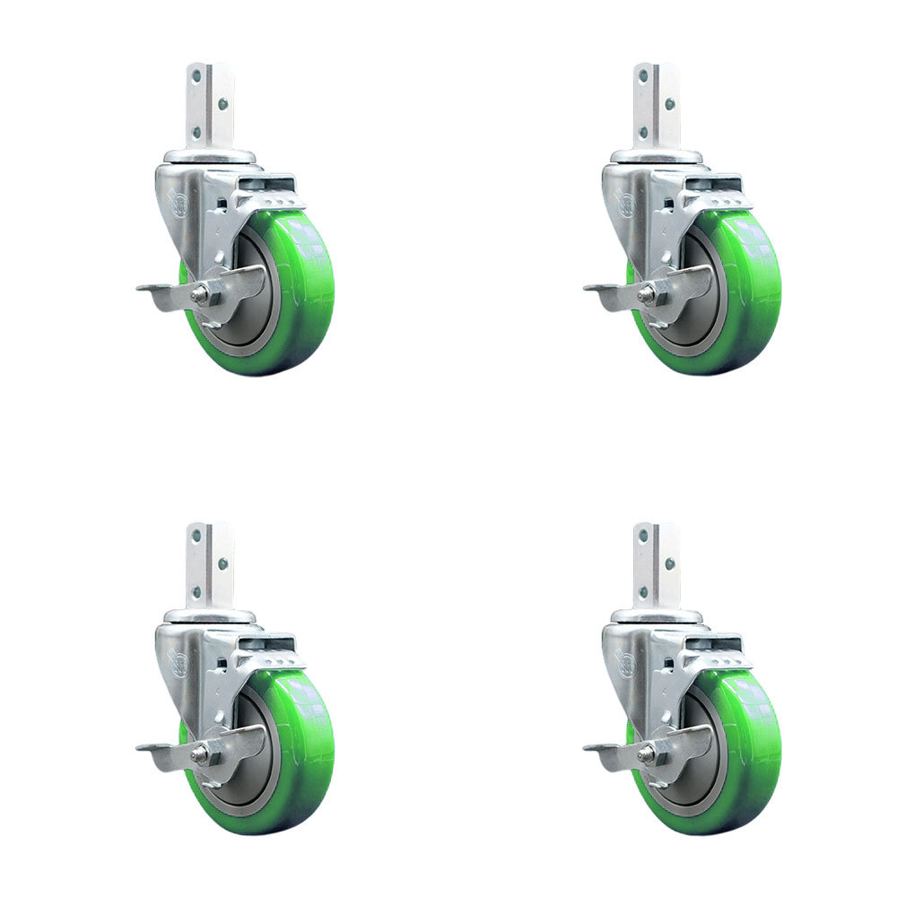 Service Caster 4 Inch Poly Wheel Swivel 3/4 Inch Square Stem Caster Set ...