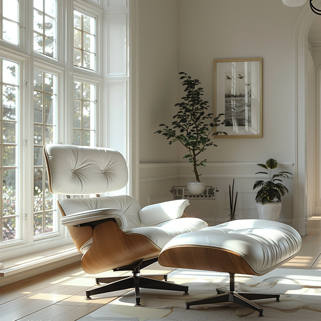 Corrigan Studio Genuine Leather Lounge Chair With Solid Wood Frame And ...
