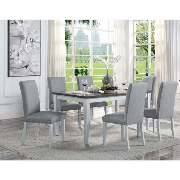 F&L Homes Studio Lanton 7 - Piece Marble Top Dining Set - Wayfair Canada