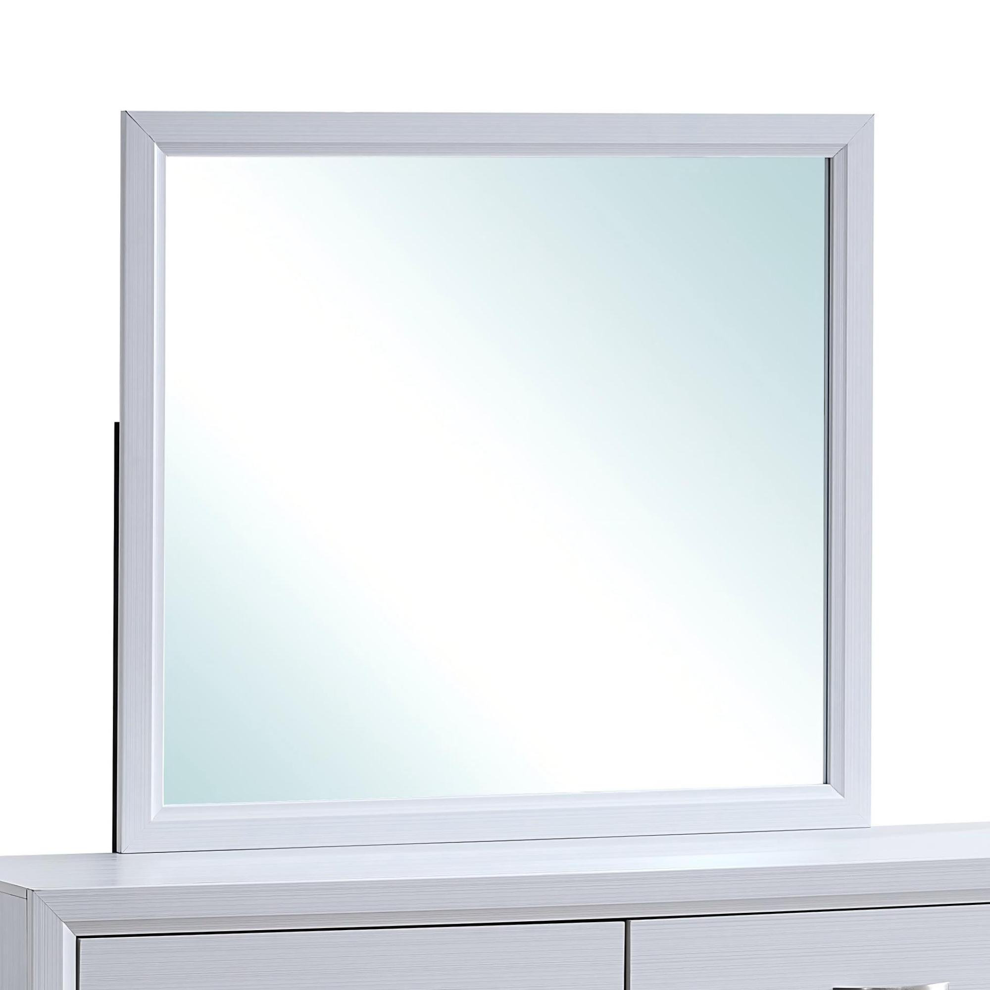 Ivy Bronx Low-distortion Glass White Mirror Contemporary Bedroom Decor ...