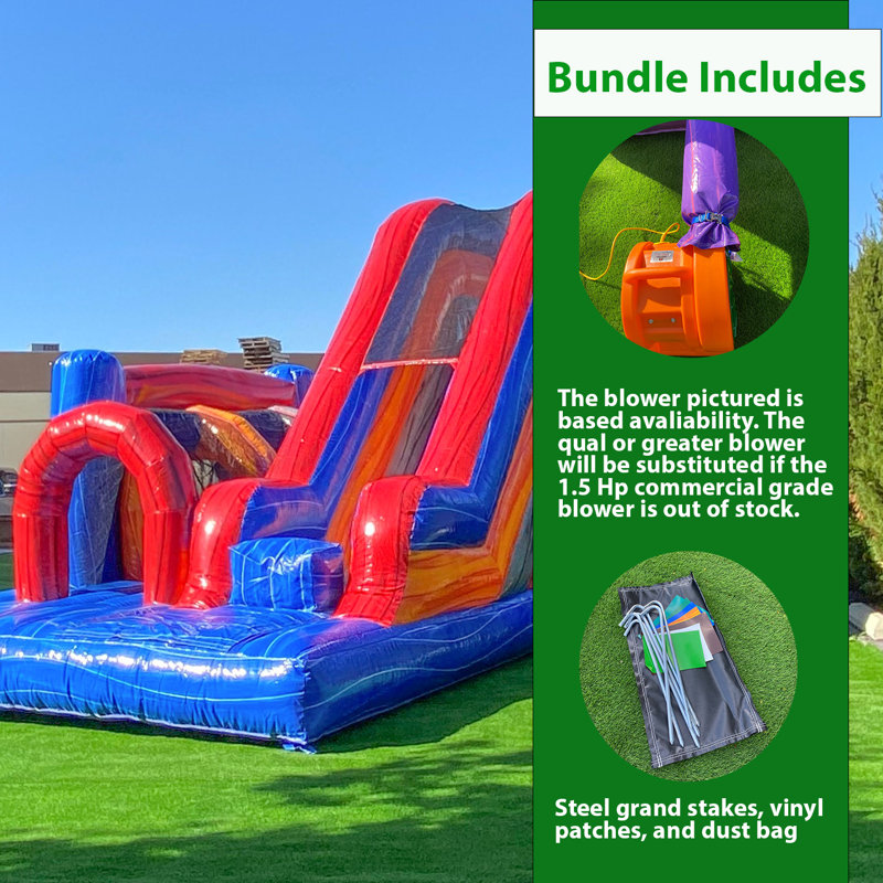 XJUMP Obstacle Course Bounce House with Slide (with Blower) | Wayfair