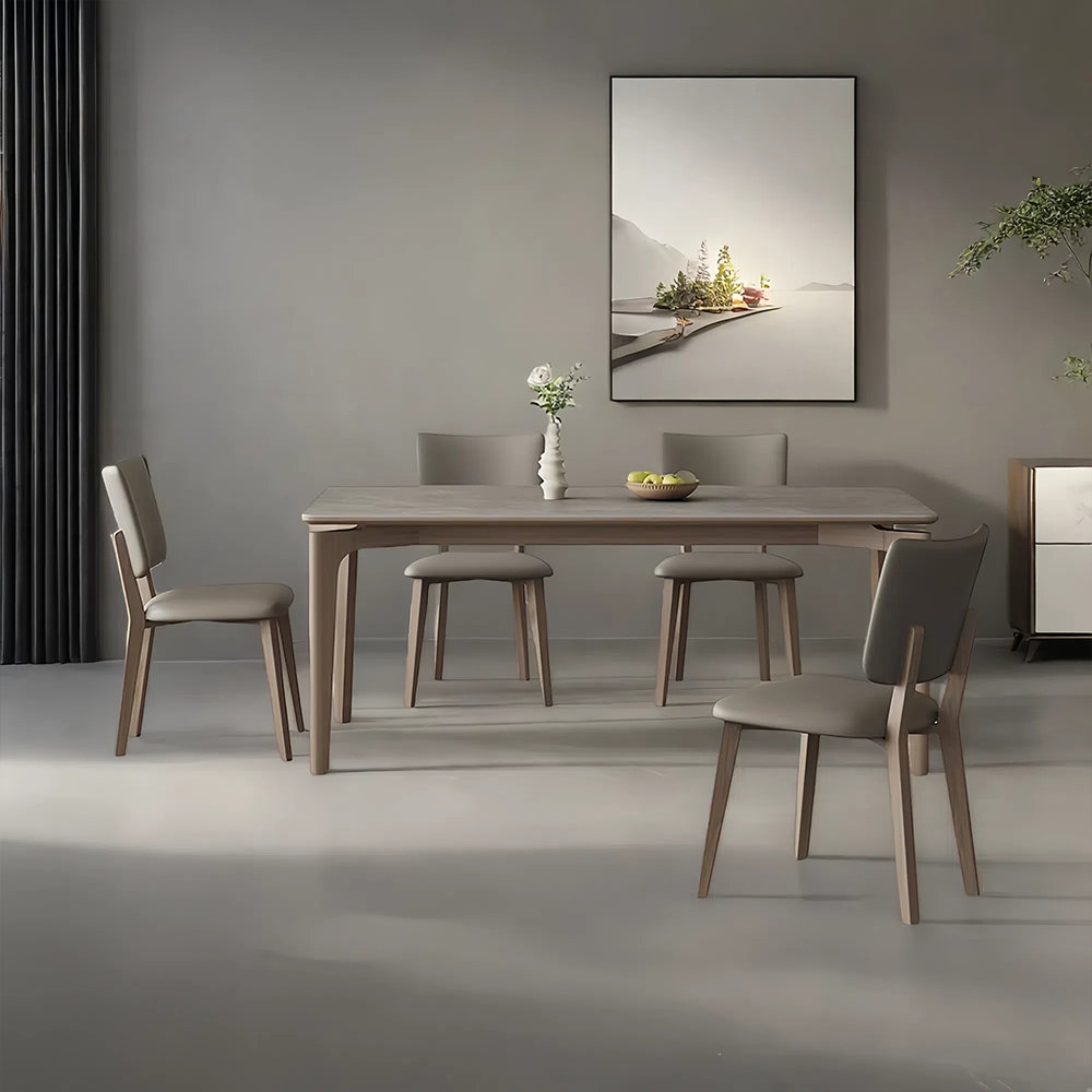 Lee's luxury furniture Fine grey rock panel dining table and chair set ...