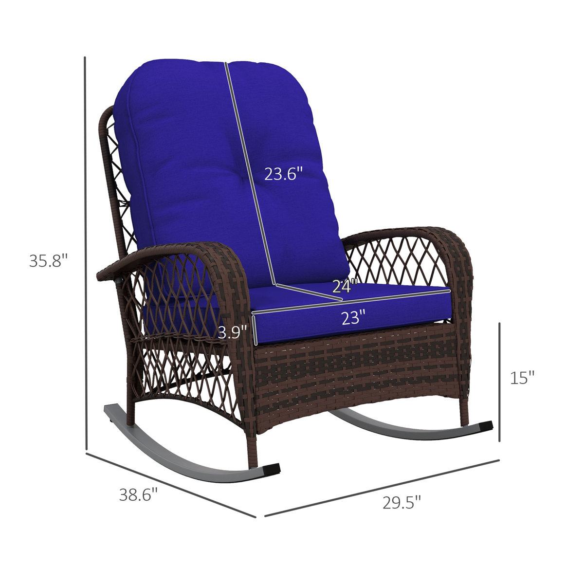 Red Barrel Studio® Outsunny Outdoor Wicker Rocking Chair with Wide Seat ...