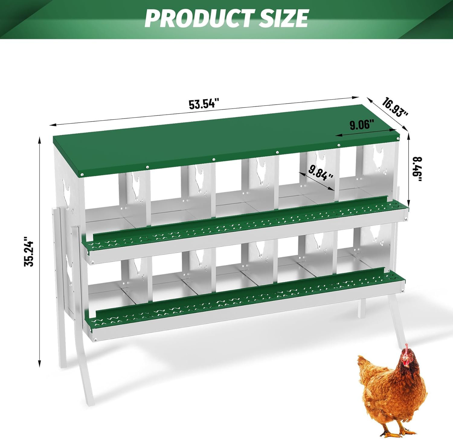 Archie & Oscar™ Chicken Nesting Box, Green 10 Hole Egg Laying Box with ...