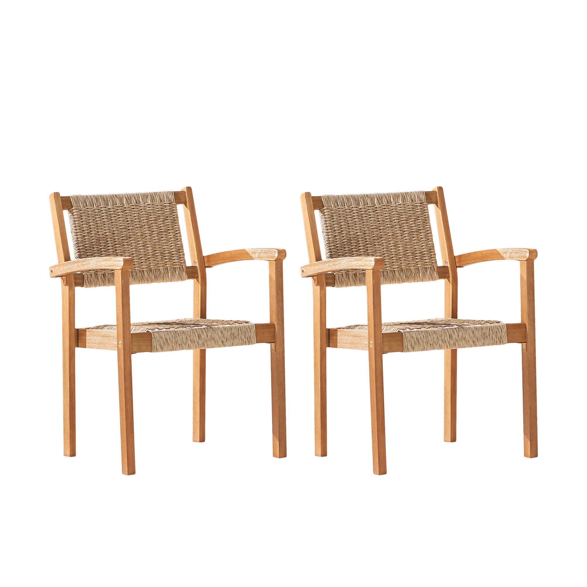 Dakota Fields Mauricio Honey Wood Dining Chair Set Of 2, Ergonomic ...