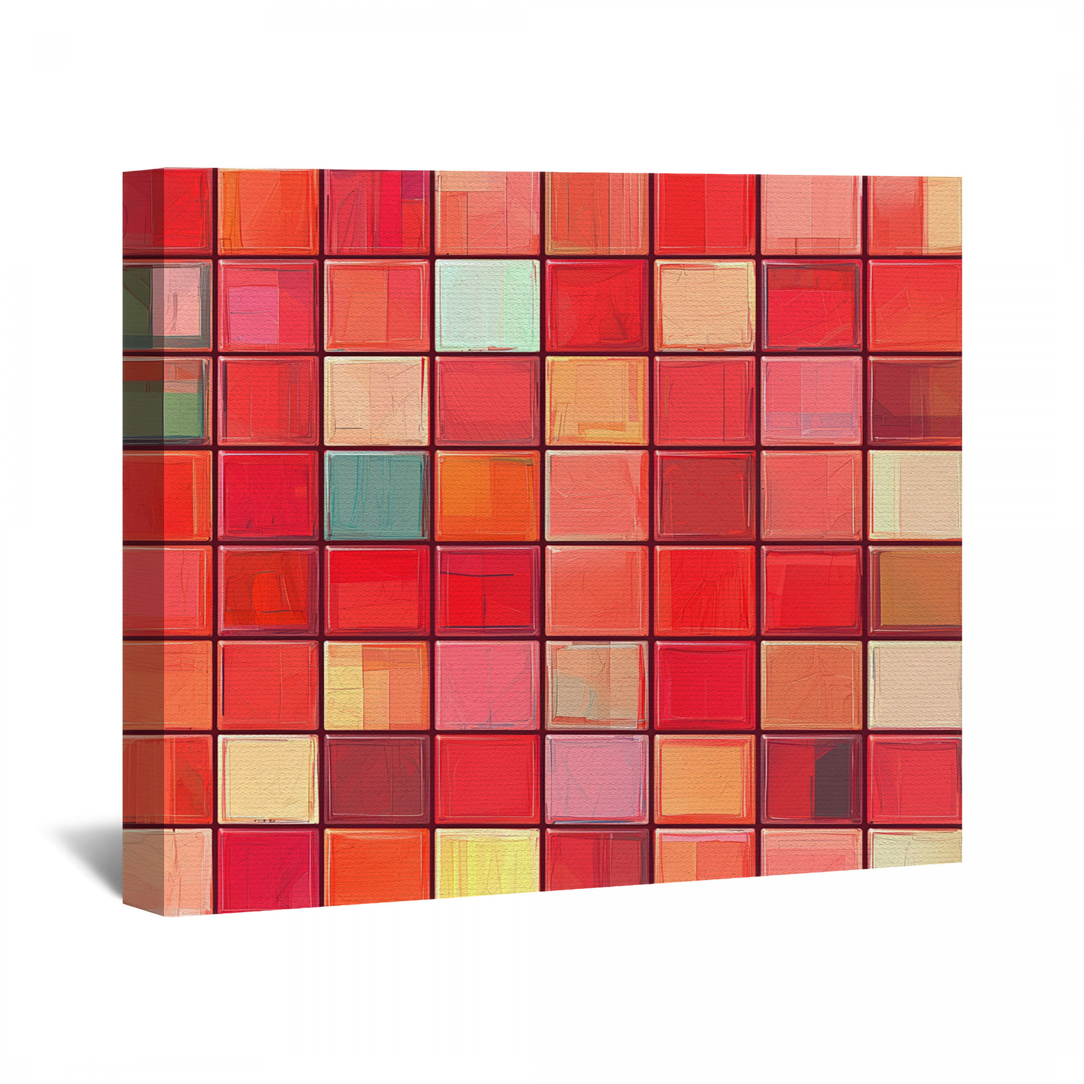 Red Barrel Studio® Red Tiles Canvas Wrap - Abstract Wall Decor | Wayfair