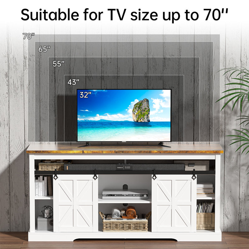Gracie Oaks Keity Farmhouse 63" TV Stand for 70+ Inch TVs & Reviews ...