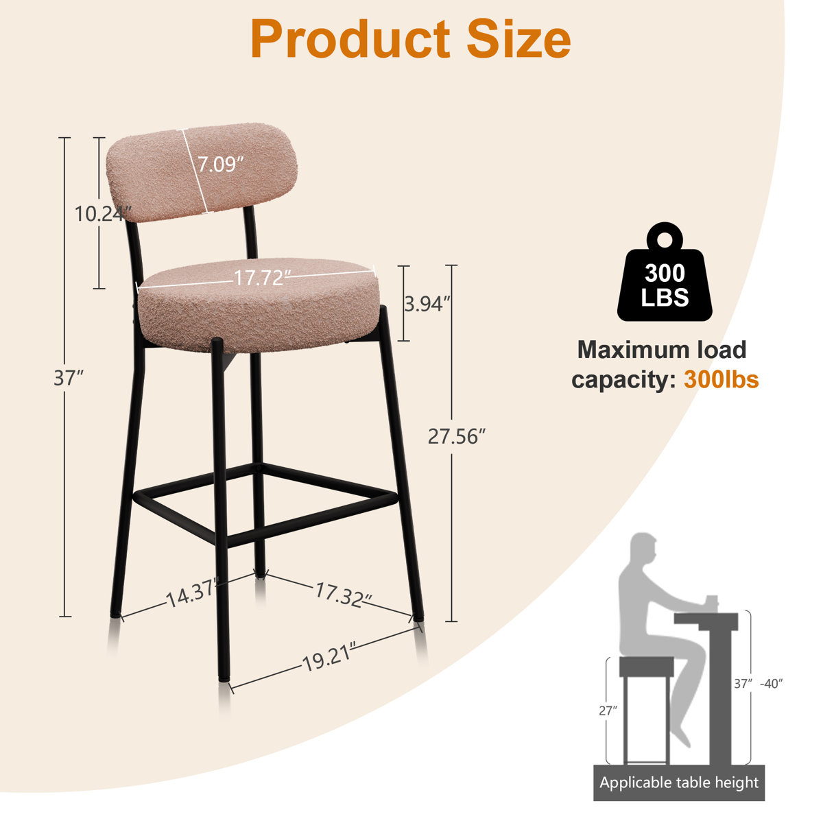 George Oliver Bar Stools Set of 3, Counter Height Bar Stools with Back ...