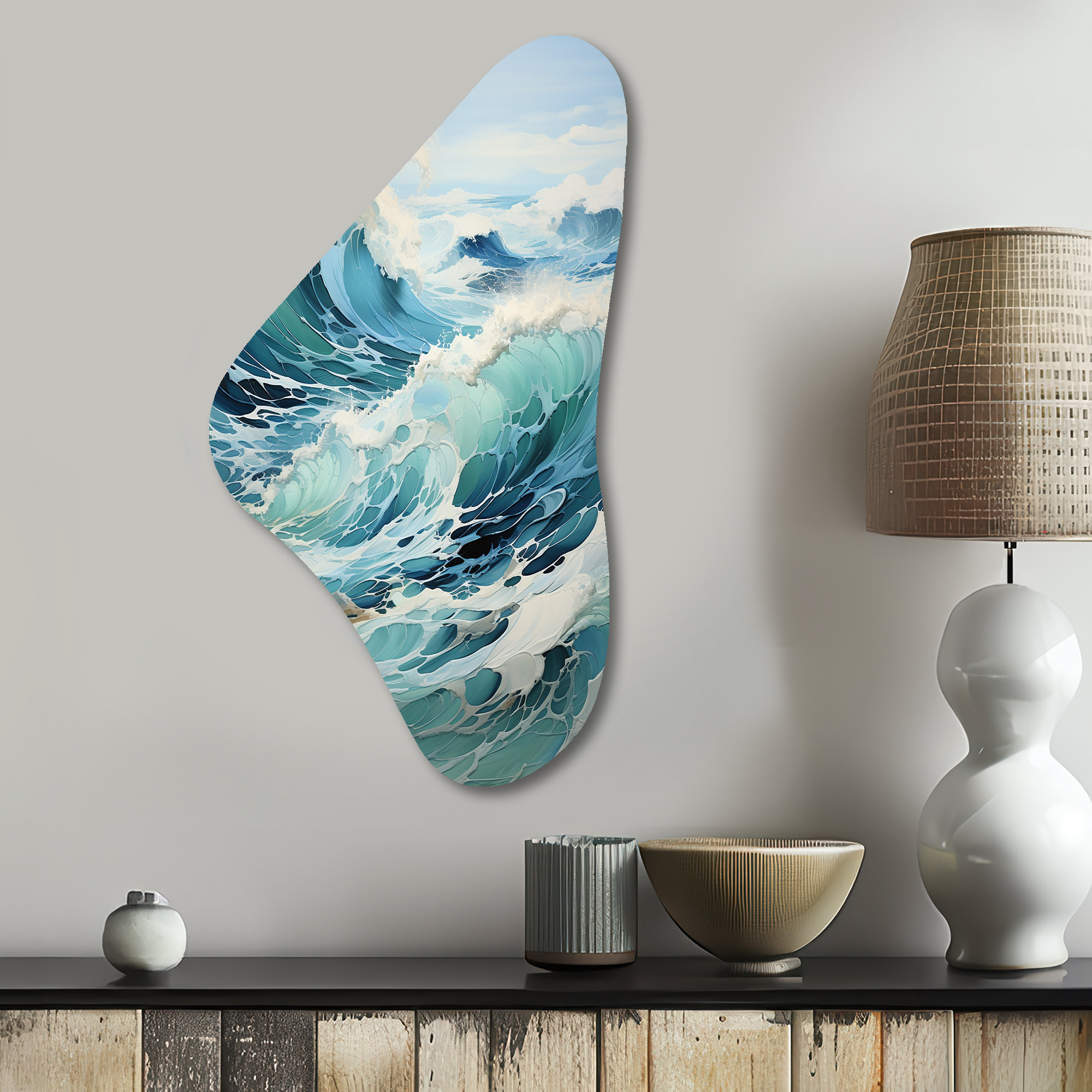 Design Art Watercolor Storm Coastal Ocean II - Unique Shape Coastal ...