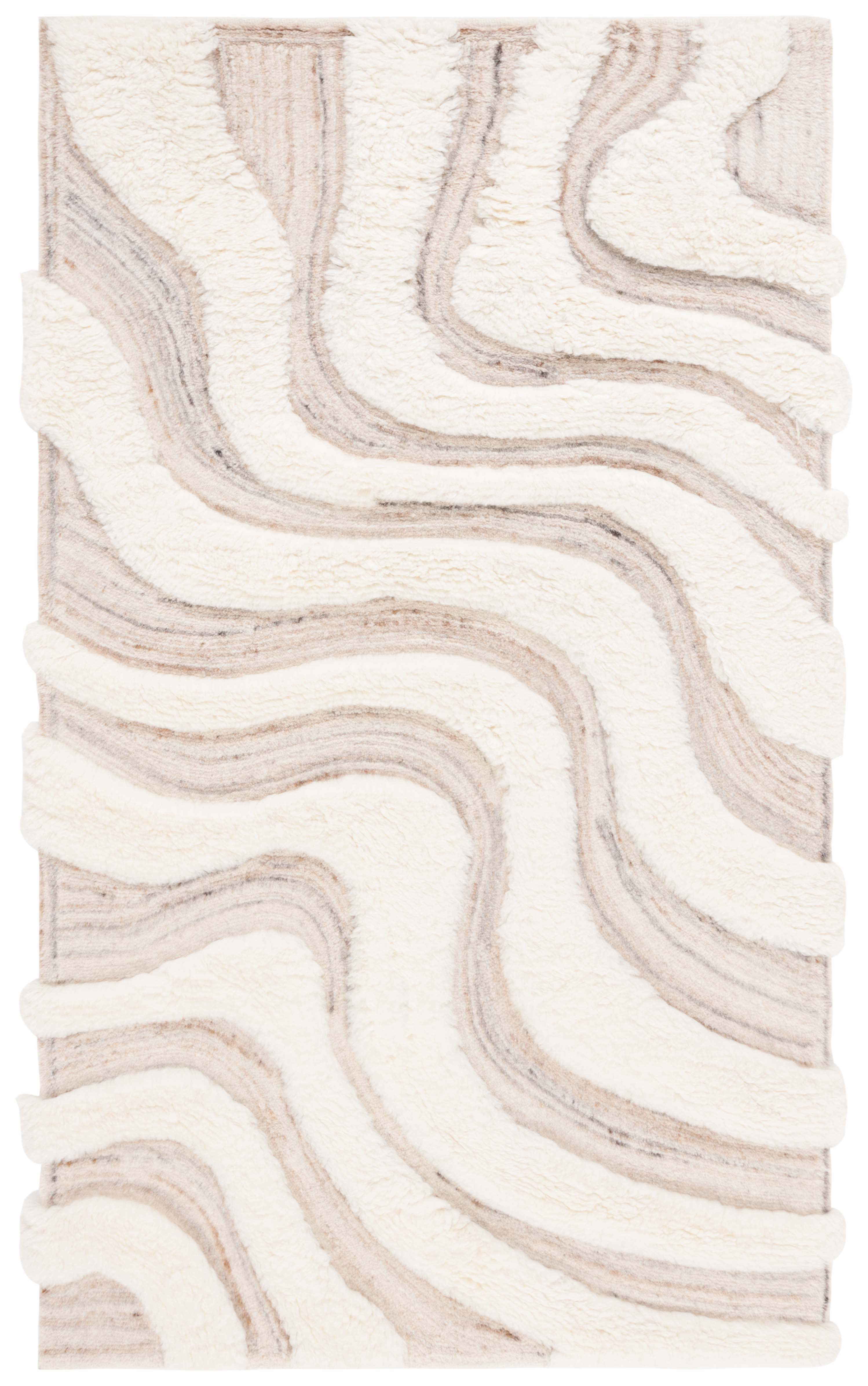 Joss & Main Ankara Abstract Handmade Wool Area Rug in Beige/Ivory | Wayfair