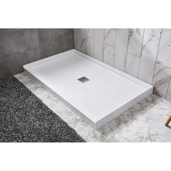Avora Bath 12x6 Tile White Acrylic Alcove Shower System with Silver ...
