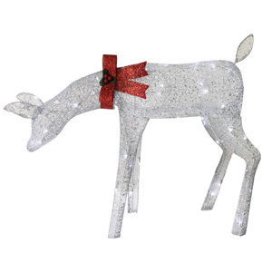 The Holiday Aisle® Elegant Woven Glitter Morphing LED Feeding Doe Deer ...