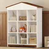 Ebern Designs House-Shaped Storage Rack With Nine Storage Compartments ...