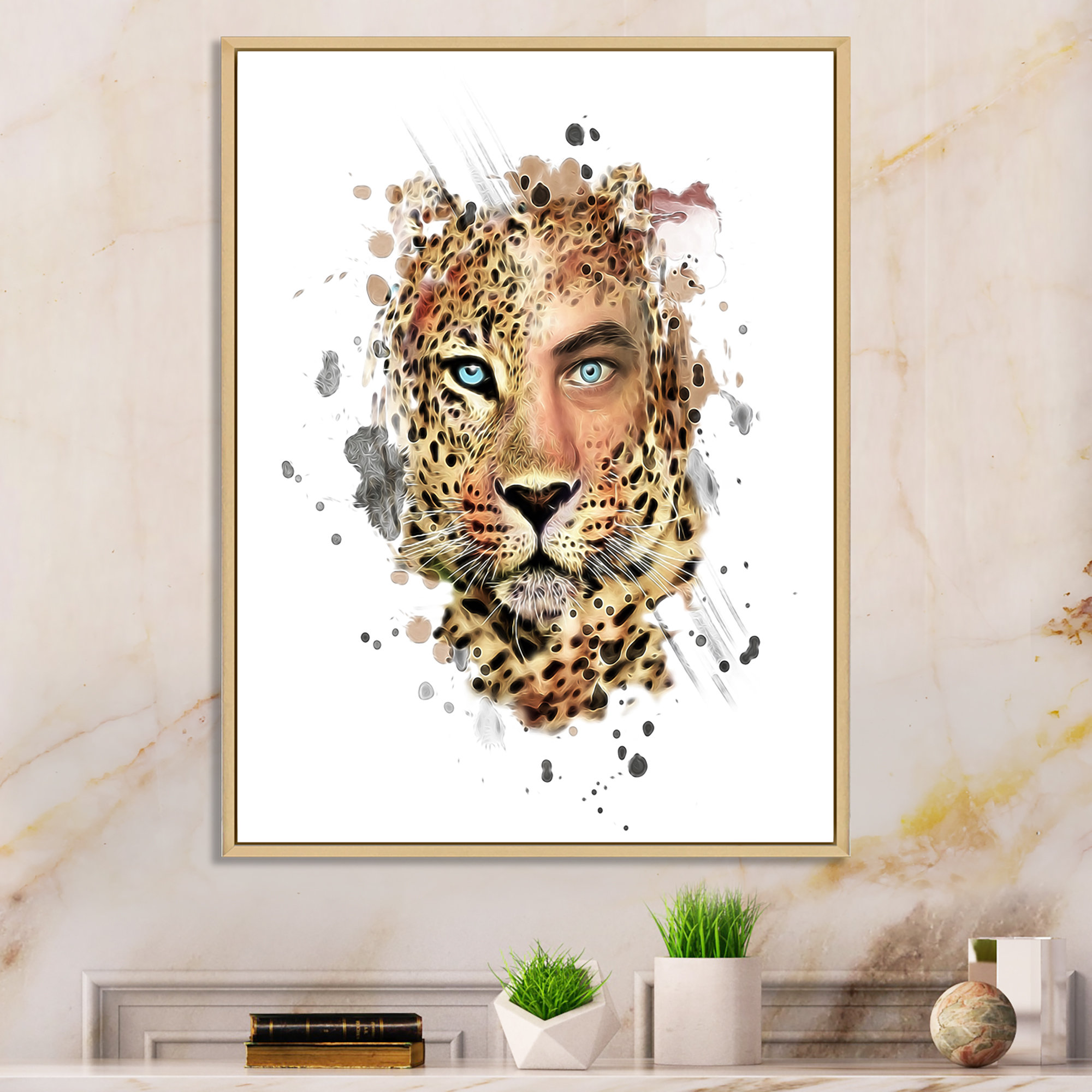 Trinx Human Leopard Fusion - Floater Frame Print on Canvas | Wayfair