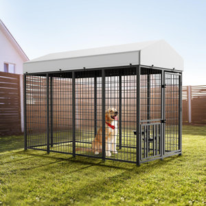 HomLux 67.3'' H 18 Panel Metal Yard Kennel With Pet Door | Wayfair