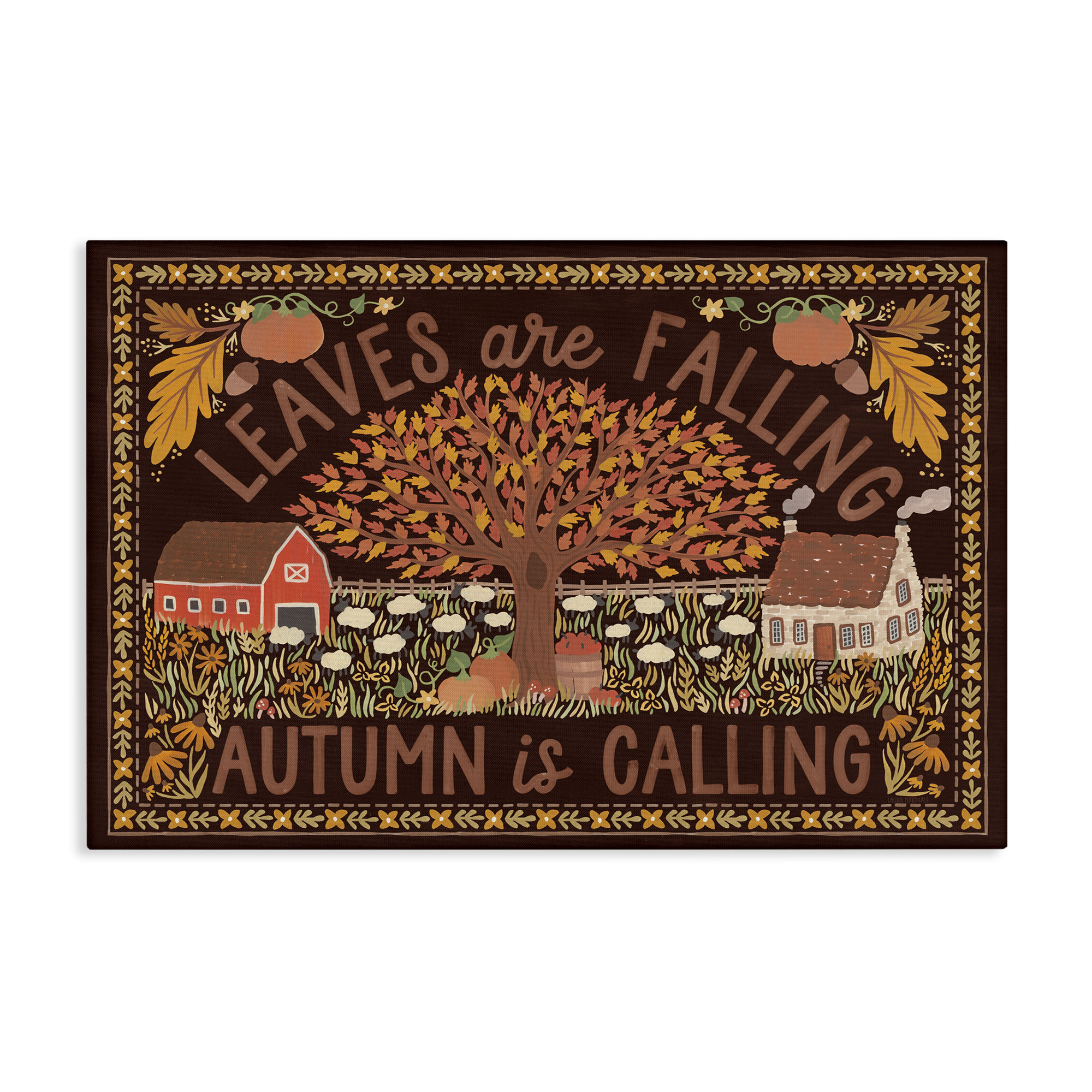 Ophelia & Co. Leaves Falling on Brown Canvas Wall Art by Laura Marshall ...