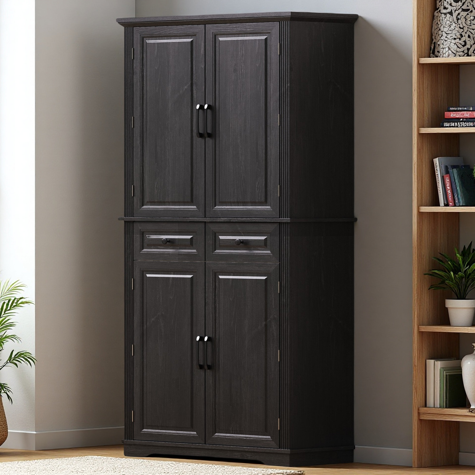 Lark Manor 71" Tall Kitchen Pantry Cabinet With 3 Pull Out Cabinet ...