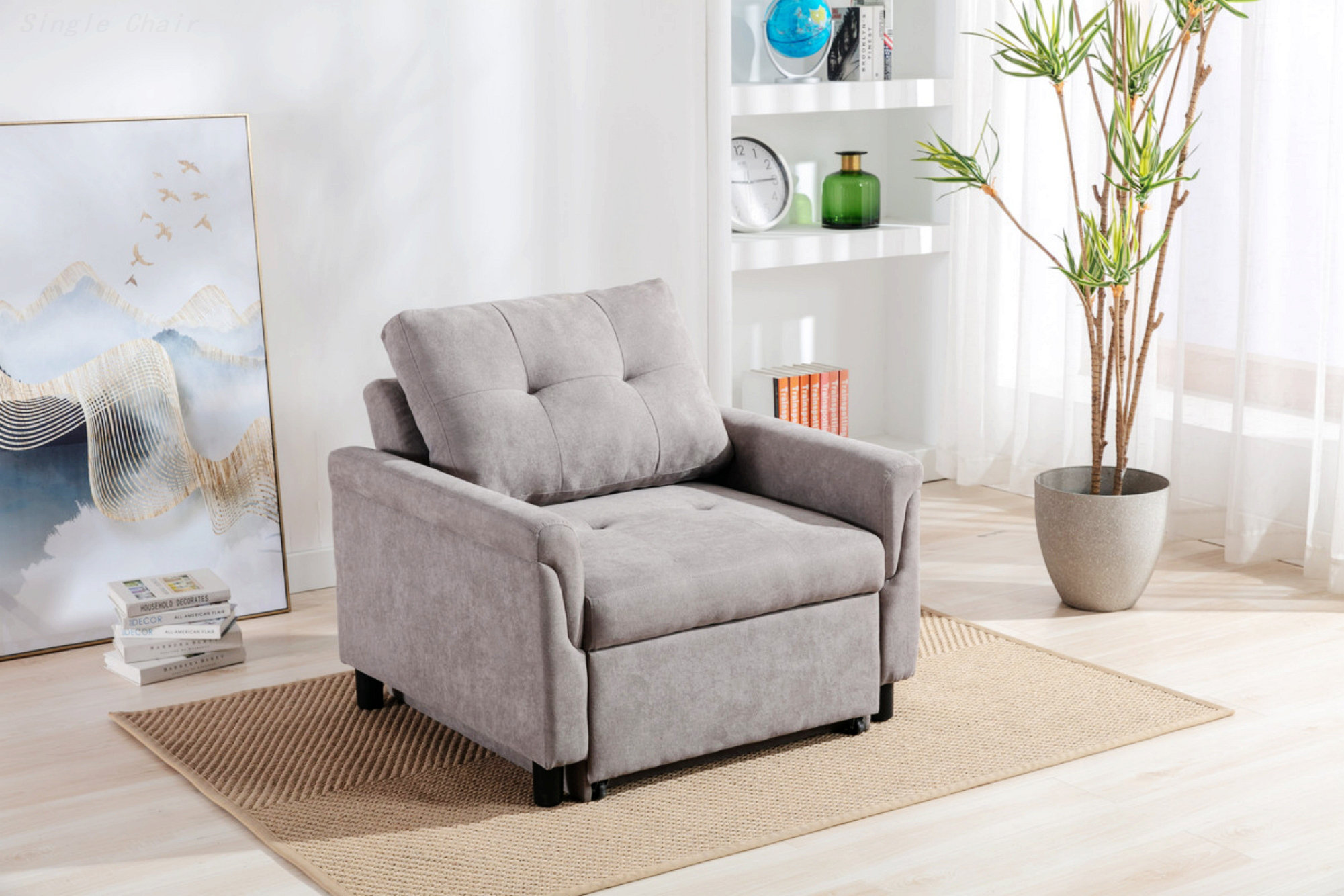 Latitude Run® Single Chair, Comfy Chair, Convertible Armchair, Chair ...