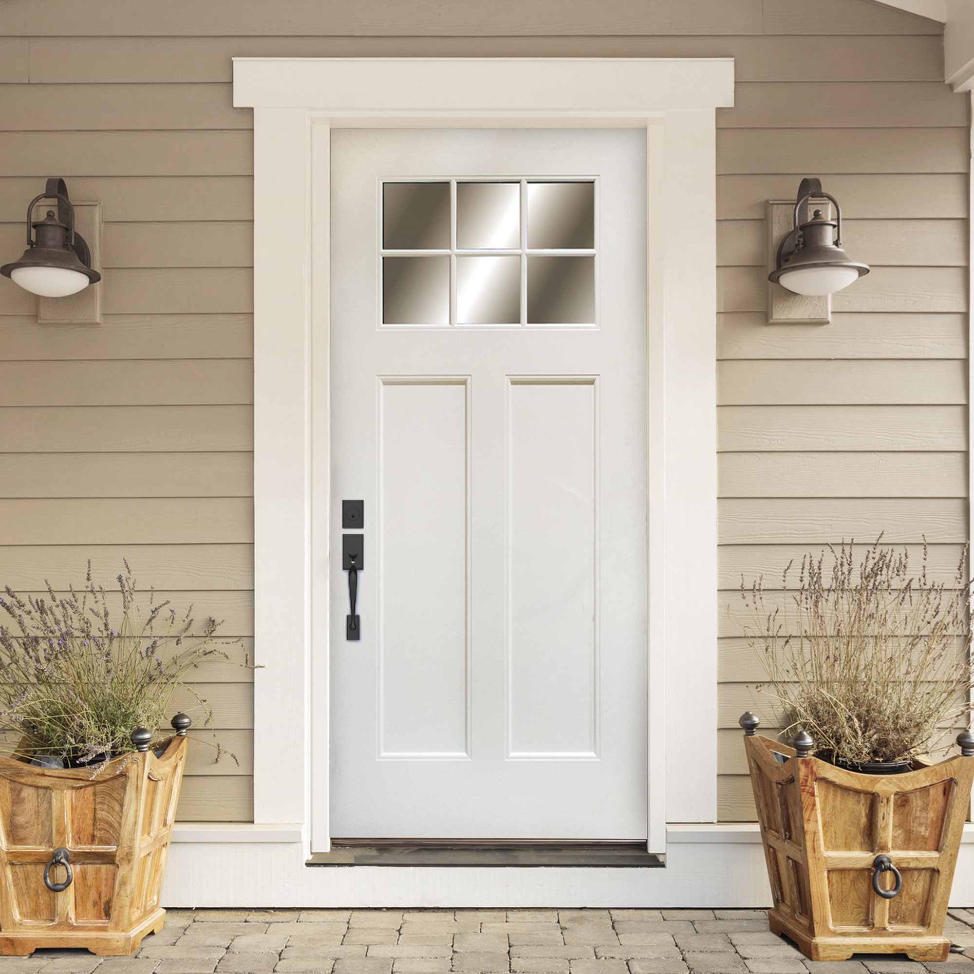 CRAFTIUM Modern Exterior Entry Front Door With 6-Lite Clean Glass ...