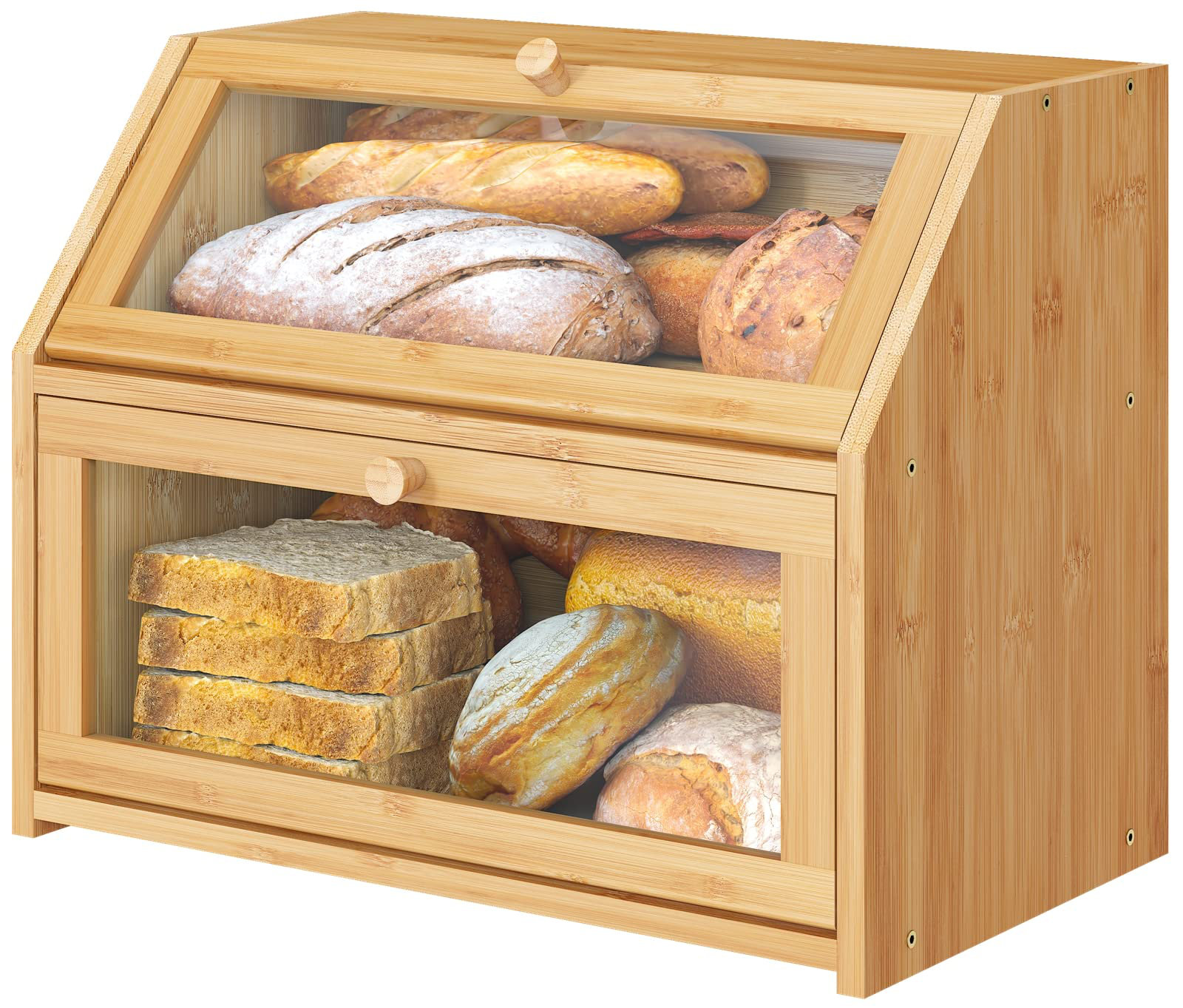 Loon Peak® Large Bread Box,Bamboo Wood For Kitchen Counter, Corner ...