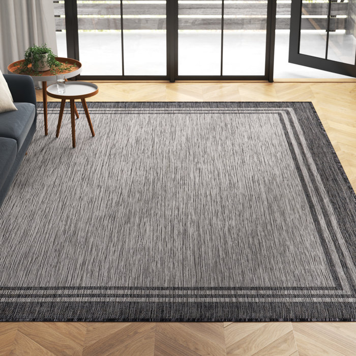 Wade Logan® Waikiki Gray/Dark Gray Indoor/Outdoor Rug & Reviews | Wayfair
