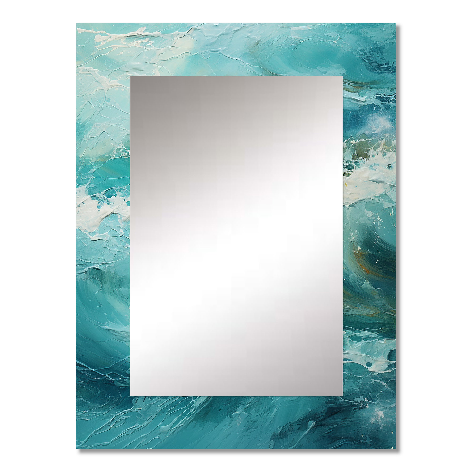 Dovecove Ocean Teal Wave Expression II - Waves Decorative Wall Mirror ...