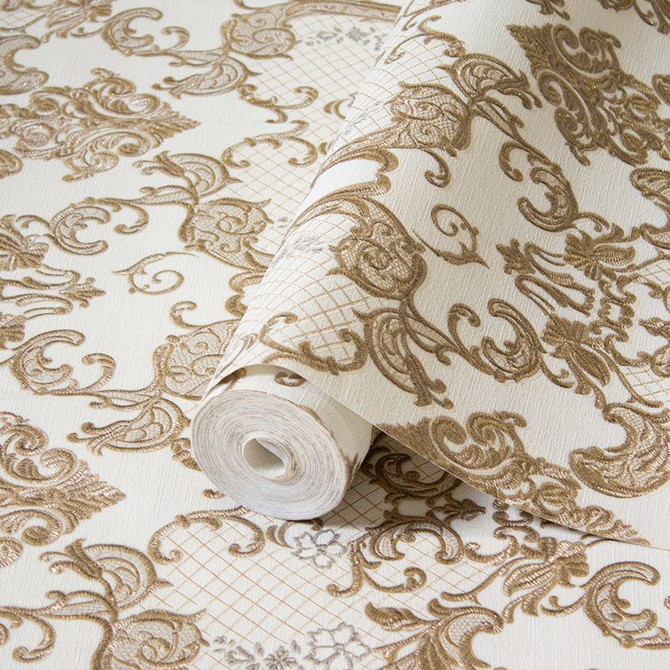Rosdorf Park Damask Flocked Velvet Textured Wallpaper, Deep Embossed ...