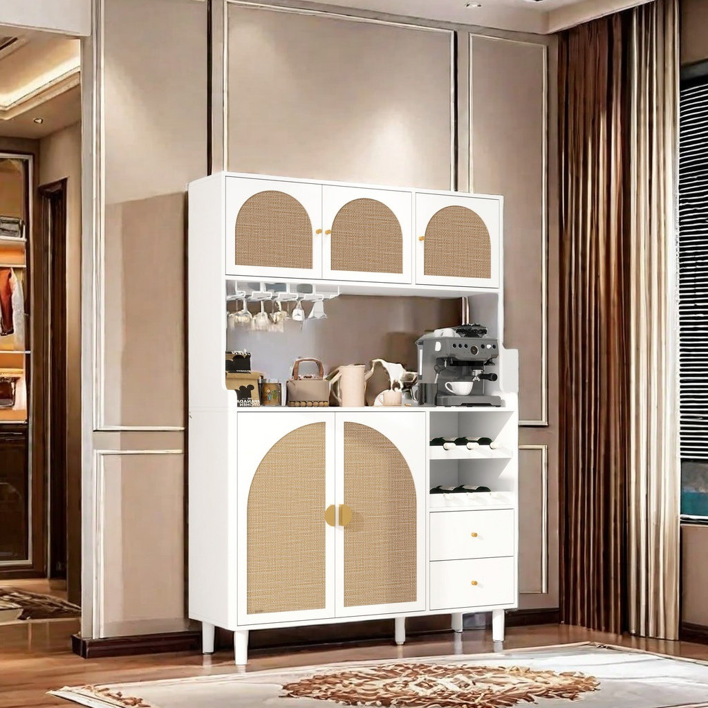 Bayou Breeze Accent Kitchen Storage Cabinet With Engineered Rattan ...