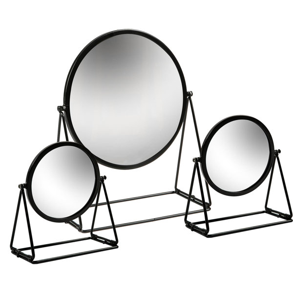 Harbour Housewares Round Dressing Table Mirror Set - 2 Sizes - 3pc ...