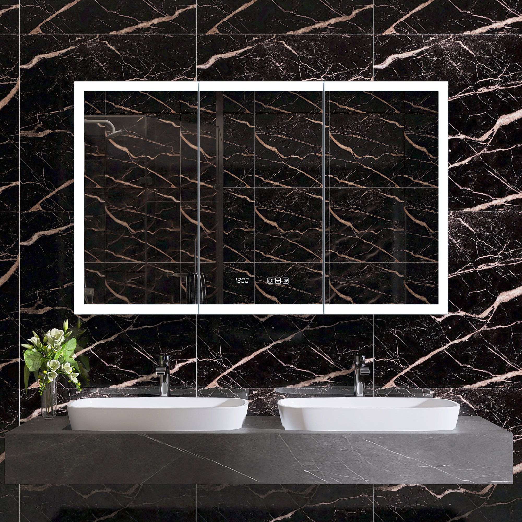 Rueekfil 48 In. W X 30 In. H Rectangular Silver Aluminum Medicine ...