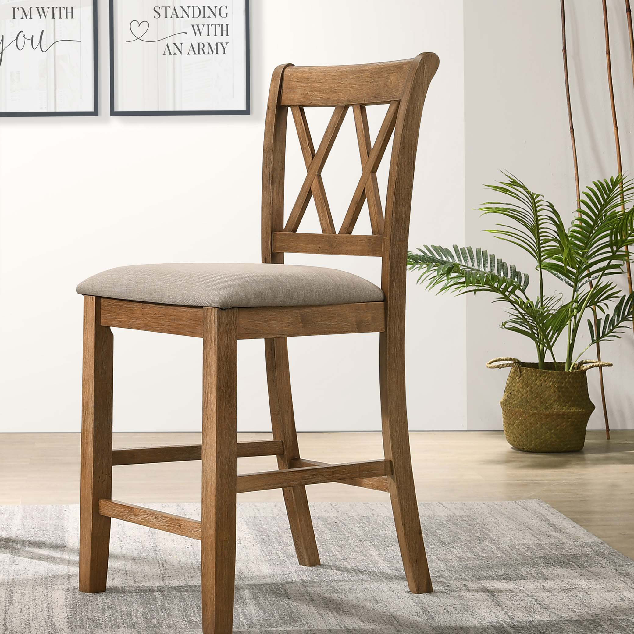 August Grove® Windvale Cross-Buck Wood 5-Piece Counter Height Dining ...