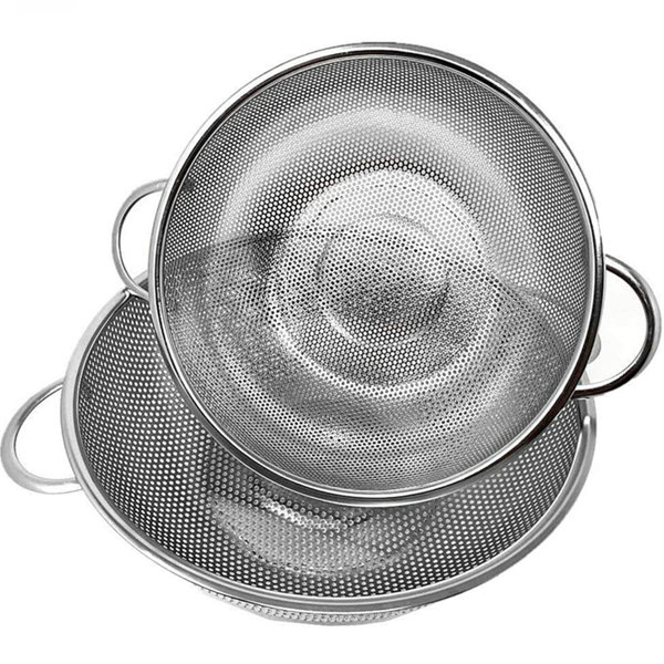 Tsyware 2 Piece Stainless Steel Mesh Micro-perforated Strainer Colander ...