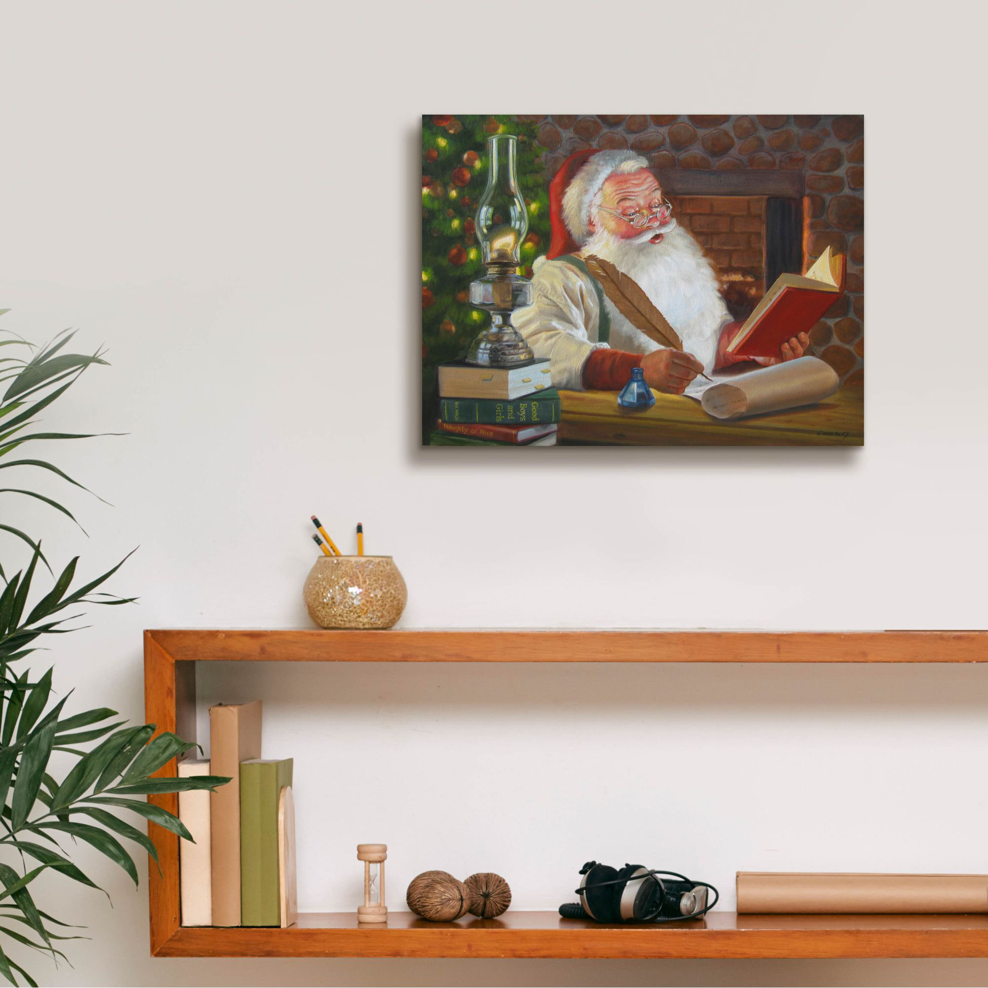 The Holiday Aisle® Yeshi Santa Making A List by David Lindsley | Wayfair