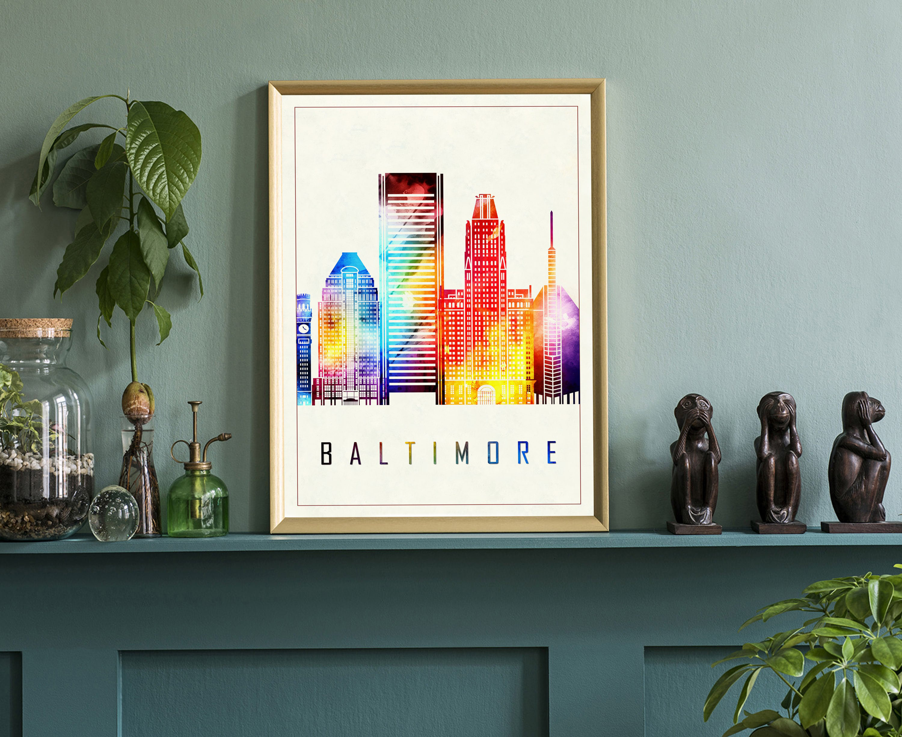 Winston Porter Baltimore Modern Illustration US Cities Poster, Unframed ...