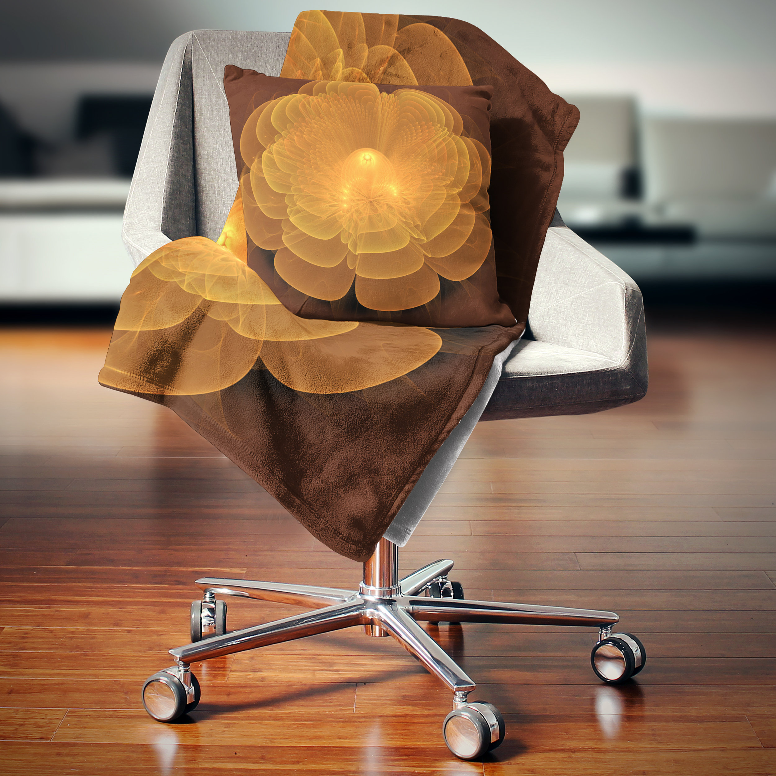 Design Art Floral Water Lily Digital Art Fractal Flower Pillow | Wayfair