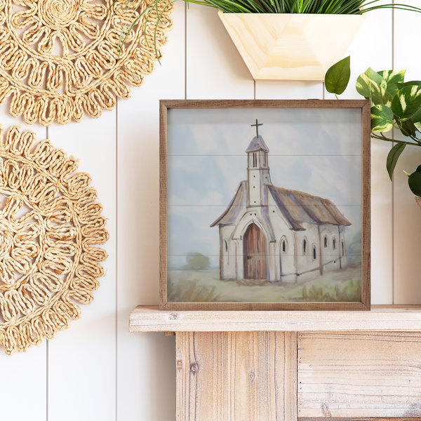 August Grove® Old White Country Church Brown Door | Wayfair
