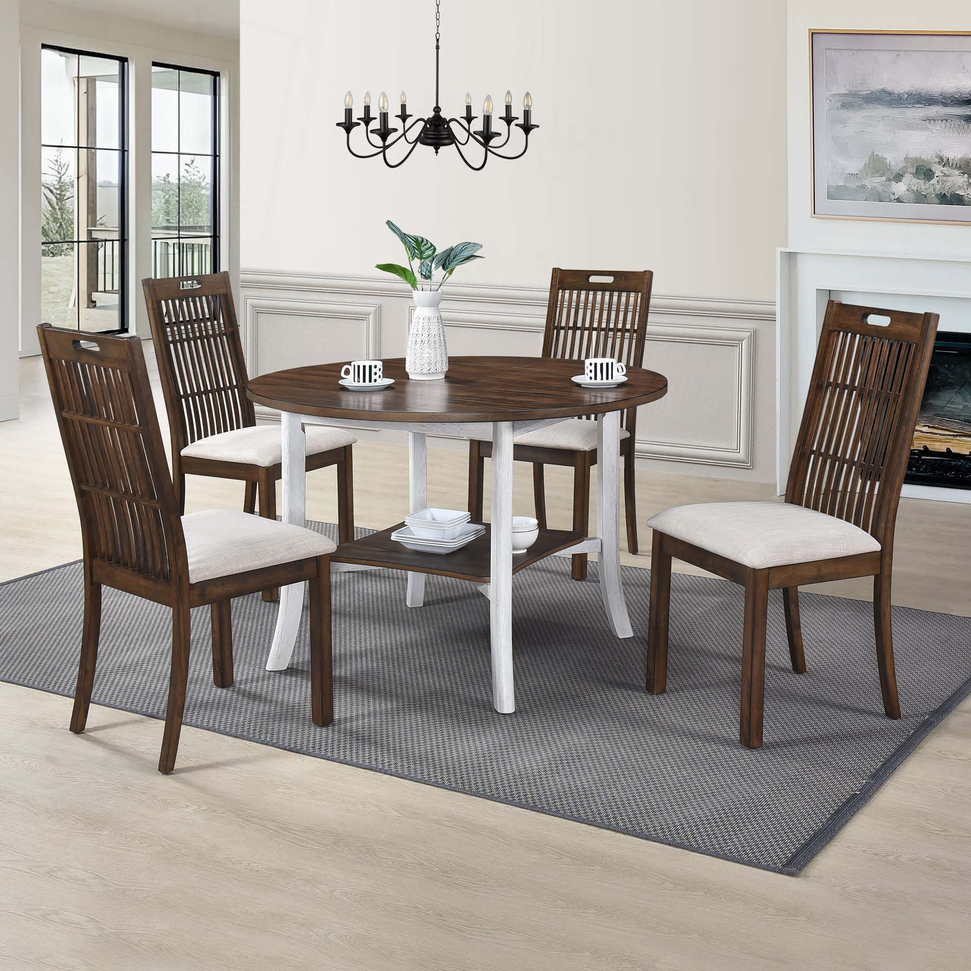 Ophelia & Co. Round Dining Furniture Set 1Table with Open Shelf and 4 ...